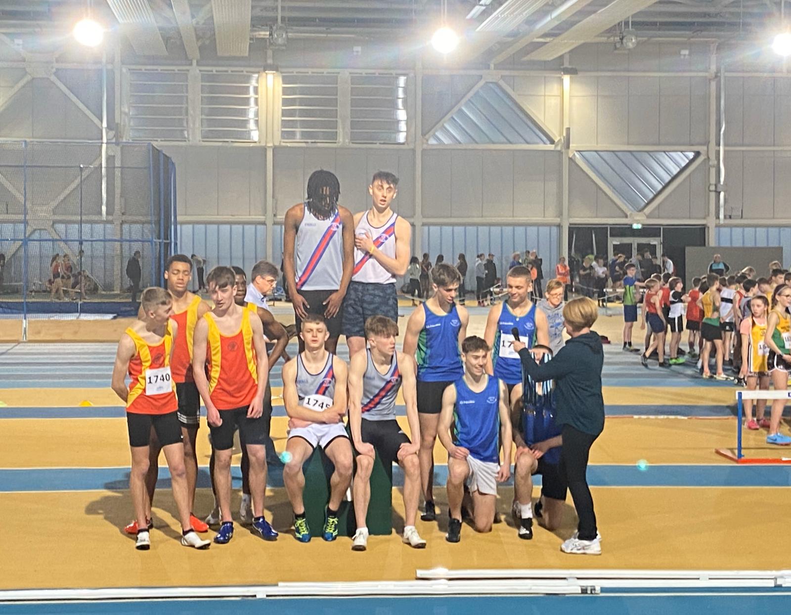 Bronze for boys under 19 in the Dublin indoor relay. Great race ...