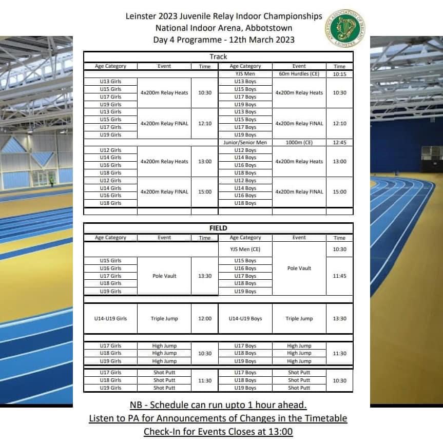 Leinster Indoors Timetable – Celtic DCH