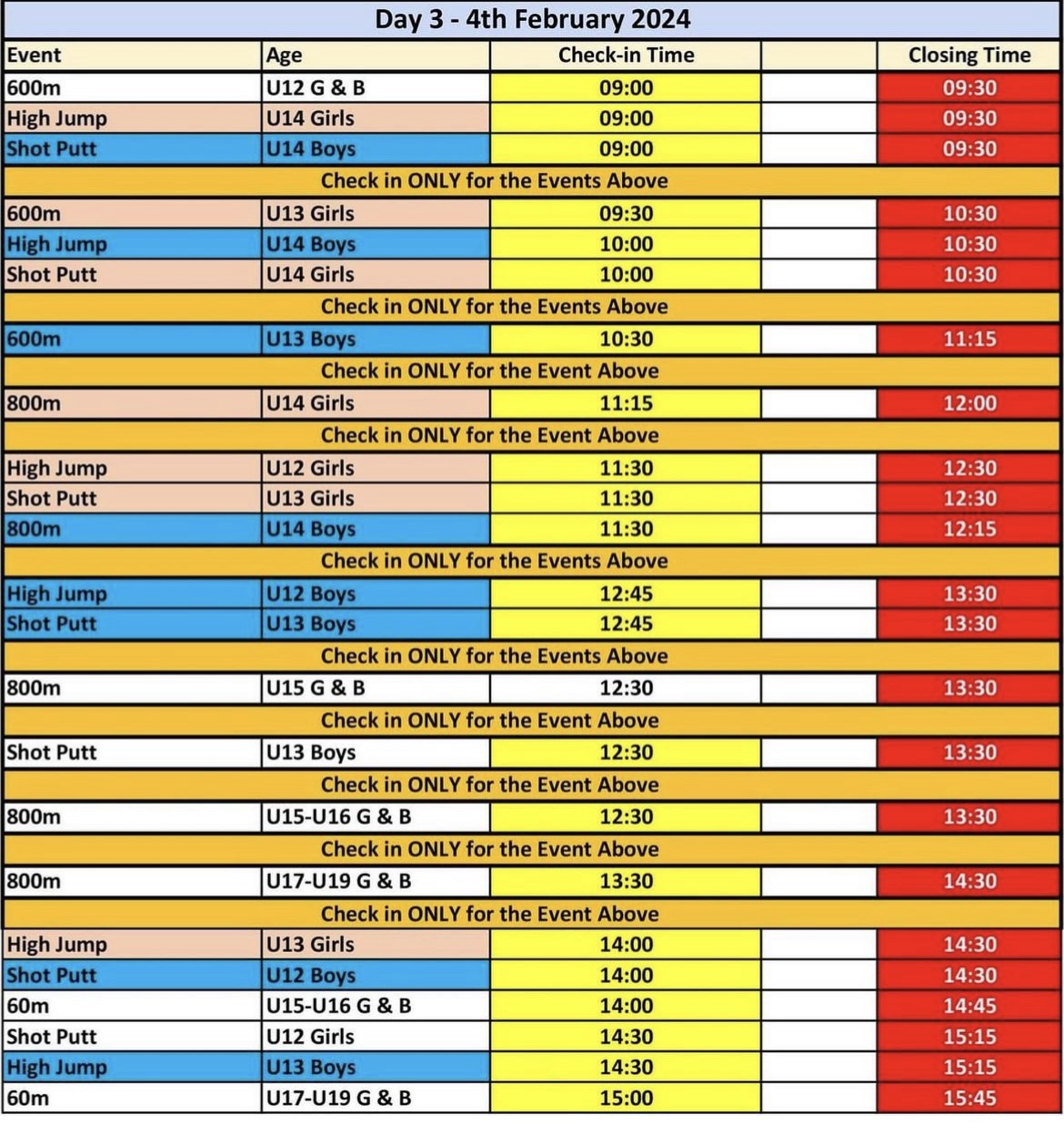 Timetable for this weekend – Celtic DCH